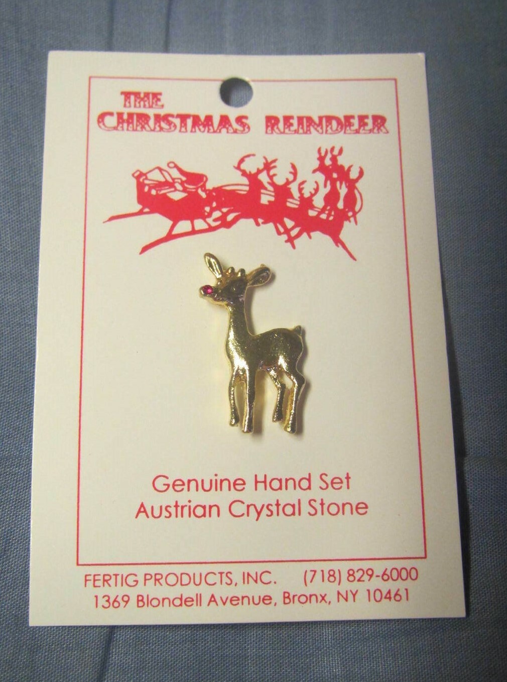 Original Christmas Reindeer Pin- Brooch- Fertig- Austrian Crystal Stone ...