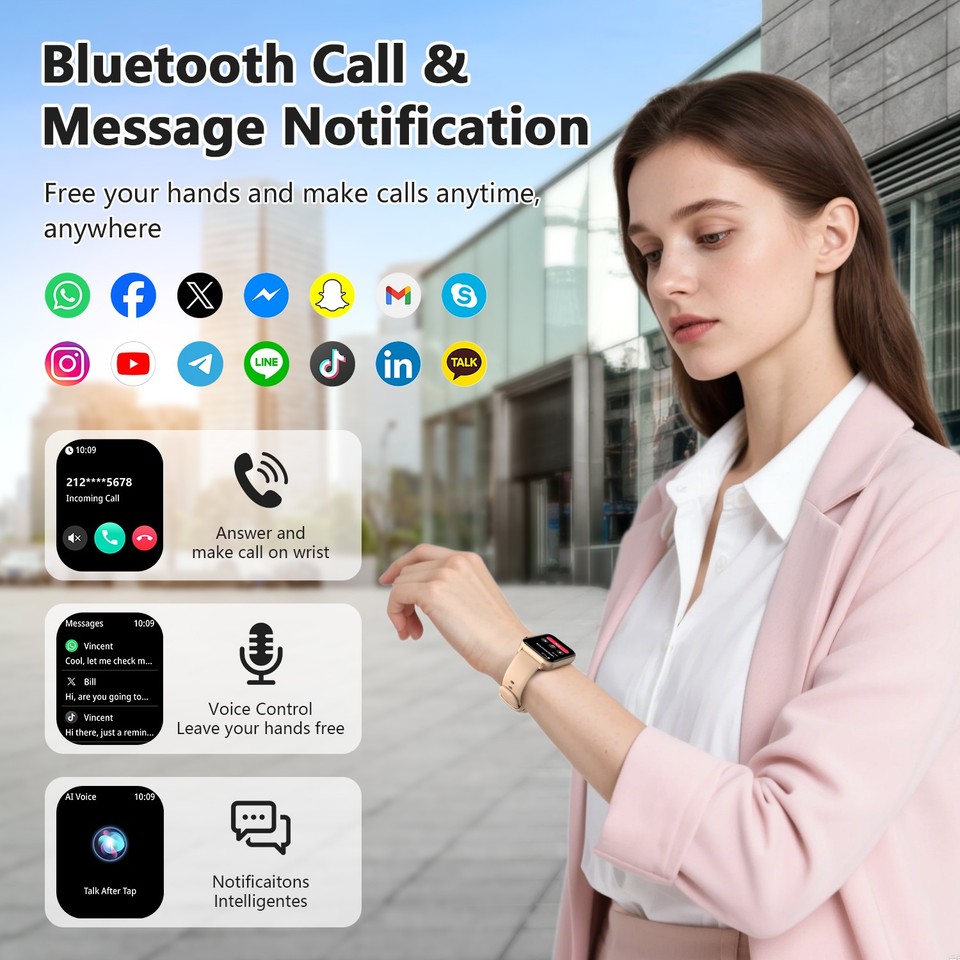 Alexa Smart Watch Women Fitness Bluetooth Call Watch for Android iPhone ...