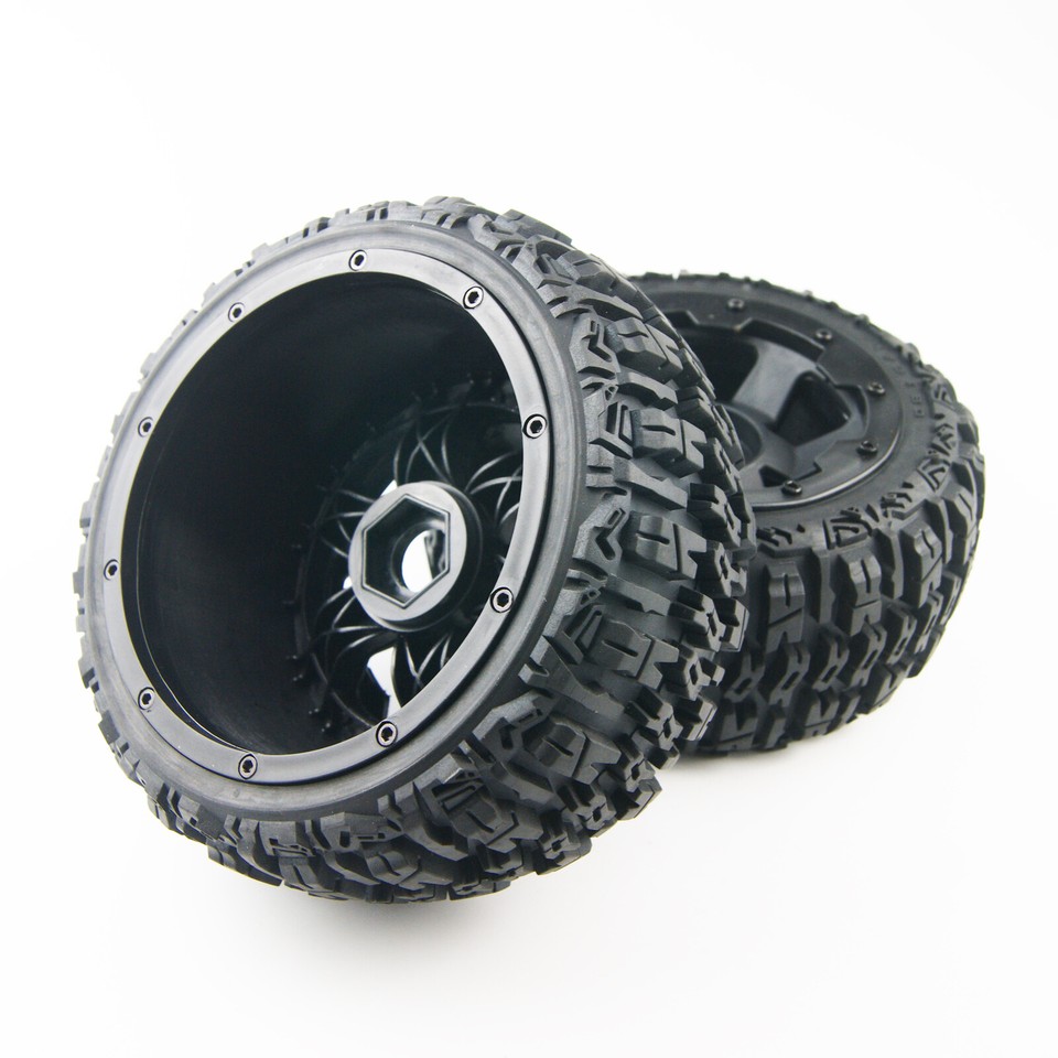 Rear Knobby Tires Wheels Fit Hpi Km Rofun Rovan Baja 5b Buggy 24mm Hex ...