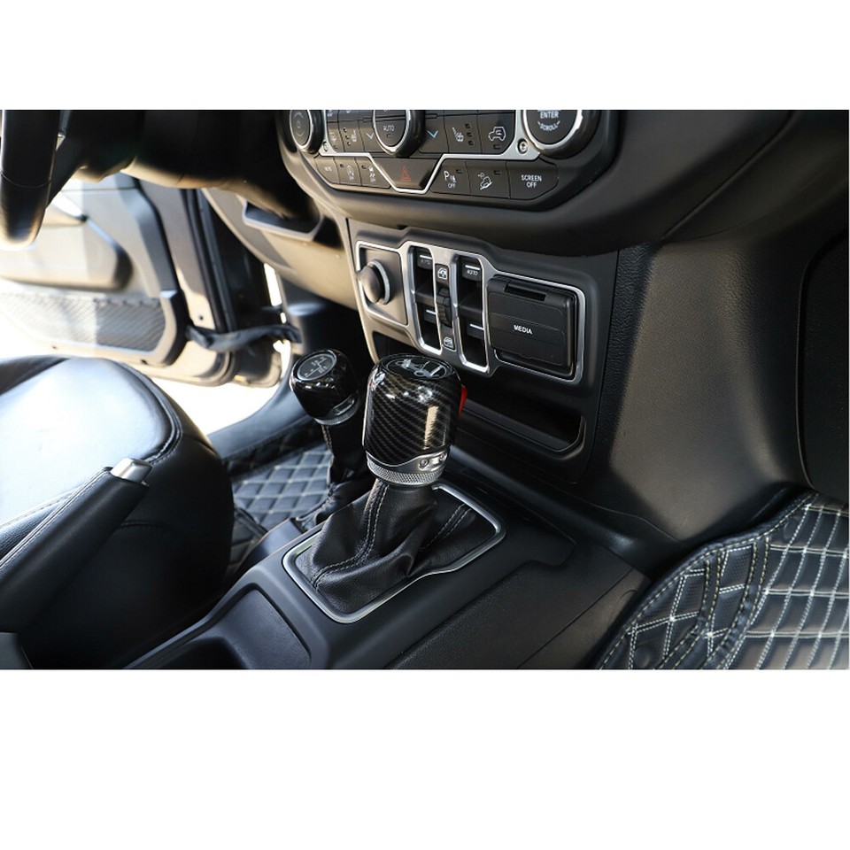 ⭕Carbon Fiber Central Gear Shift 4WD Knob Cover Trim for Jeep Wrangler ...