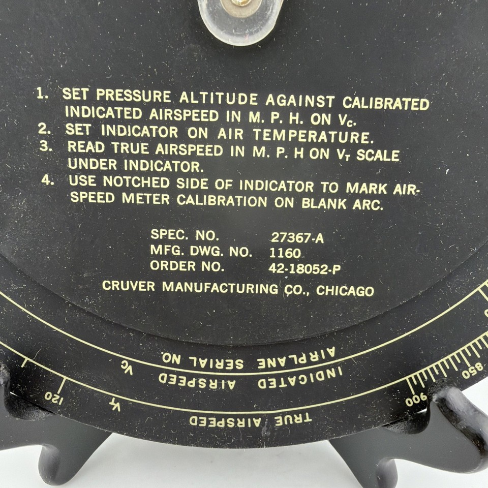 Original WWII Type G-1 True Airspeed Computer Bomber Fighter Transport ...