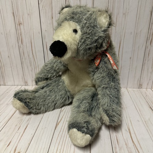Vintage California Stuffed Toys Bozzie Bear Plush Gray Sitting Large 16 ...