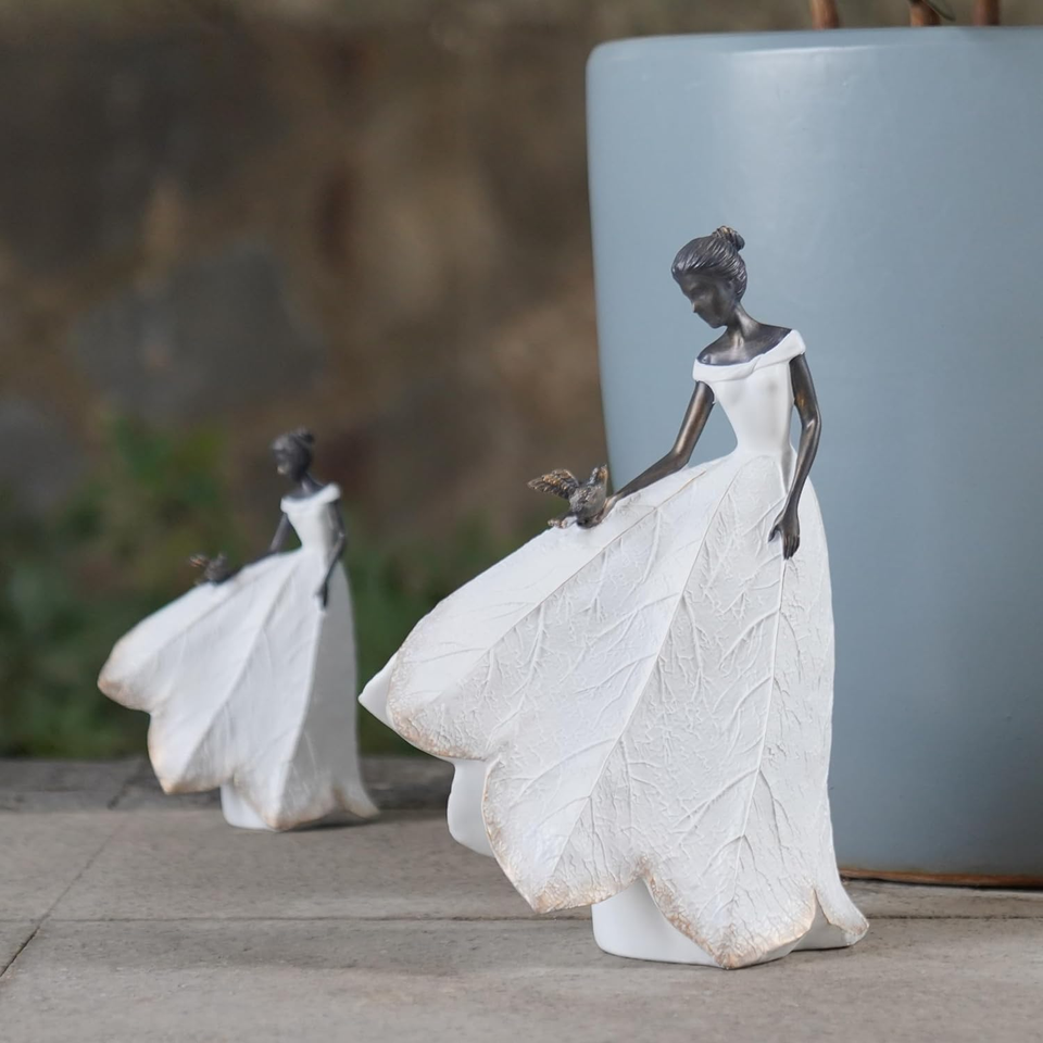 Fairy Statue Collection Home Decoration - White Leaf Angel Girls Resin ...