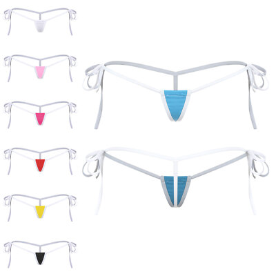 Sexy Women's T-back Bikini Mini Thongs Low Rise Tie-Side G-String Micro ...