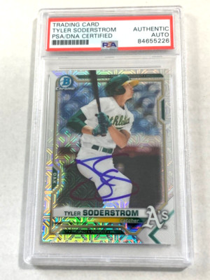Tyler Soderstrom autograph signed 2021 Bowman MOJO baseball card PSA ...