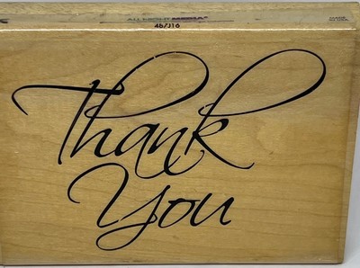 All Night Media Thank You Fancy Font Rubber Stamp Elegant Script Wood ...