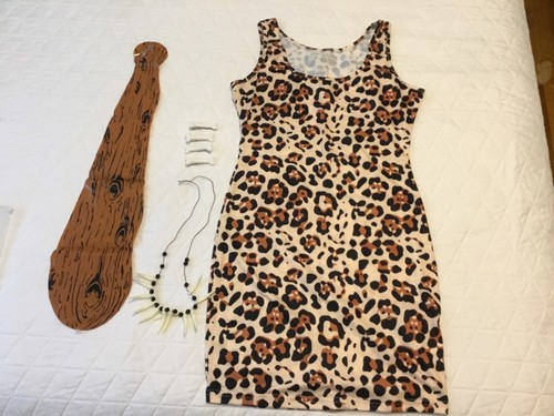 Size Small Cave Woman Pebbles costume with accessories Necklace Bows ...