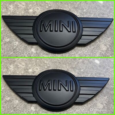 2 X 🇬🇧MINI🇬🇧R50 R56 R57 R58 R59 ALL BLACK METAL BONNET/BOOT BADGE - New ...