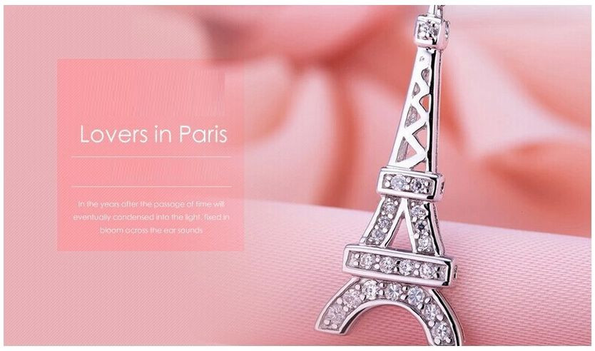 Paris The Eiffel Tower Silver Pave 1. Ct CZ Pendant Necklace | eBay