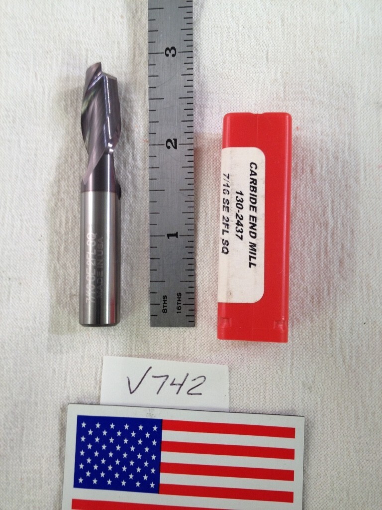 1 NEW HTC 7/16" DIAMETER CARBIDE END MILL 130-2437. 2 FL SQ. TIALN 1 ...