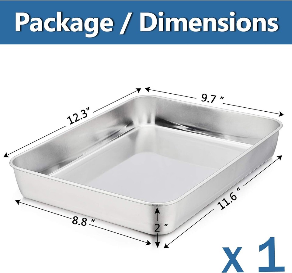 Baking Sheet Rectangular Cake Pan Stainless Steel Lasagna Pan for ...