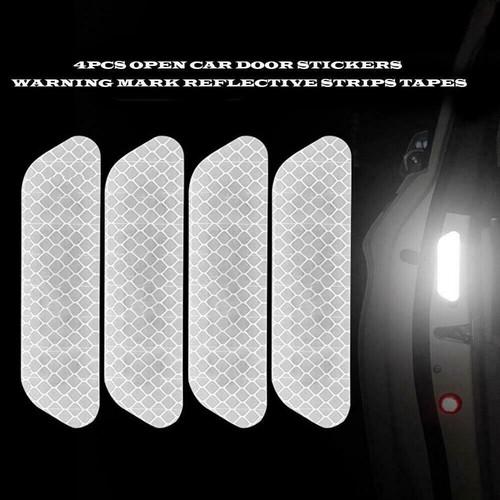 4pcs White Reflective Stickers Warn Strip Tape Car Bumper Safety ...