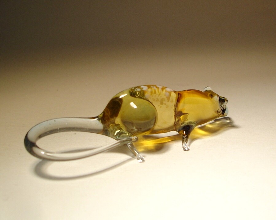 Blown Glass Art Animal Small Brown and Grey Rodent Rat Mouse | eBay