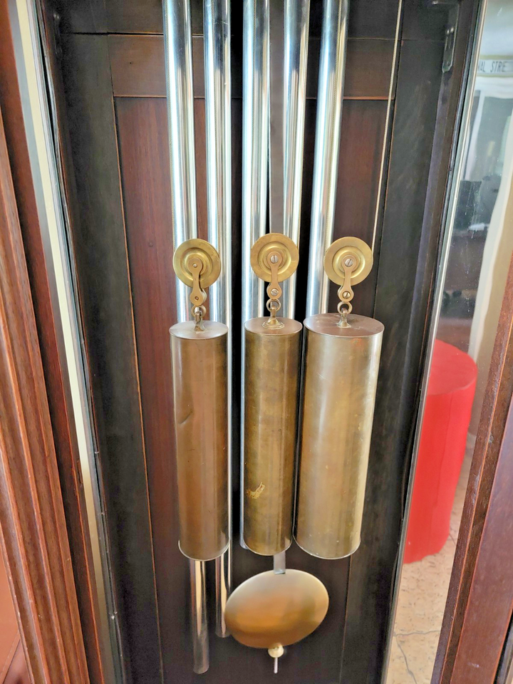 1920s COLONIAL Grandfather Clock, Roman Pediment 5 Tube Cable driven ...