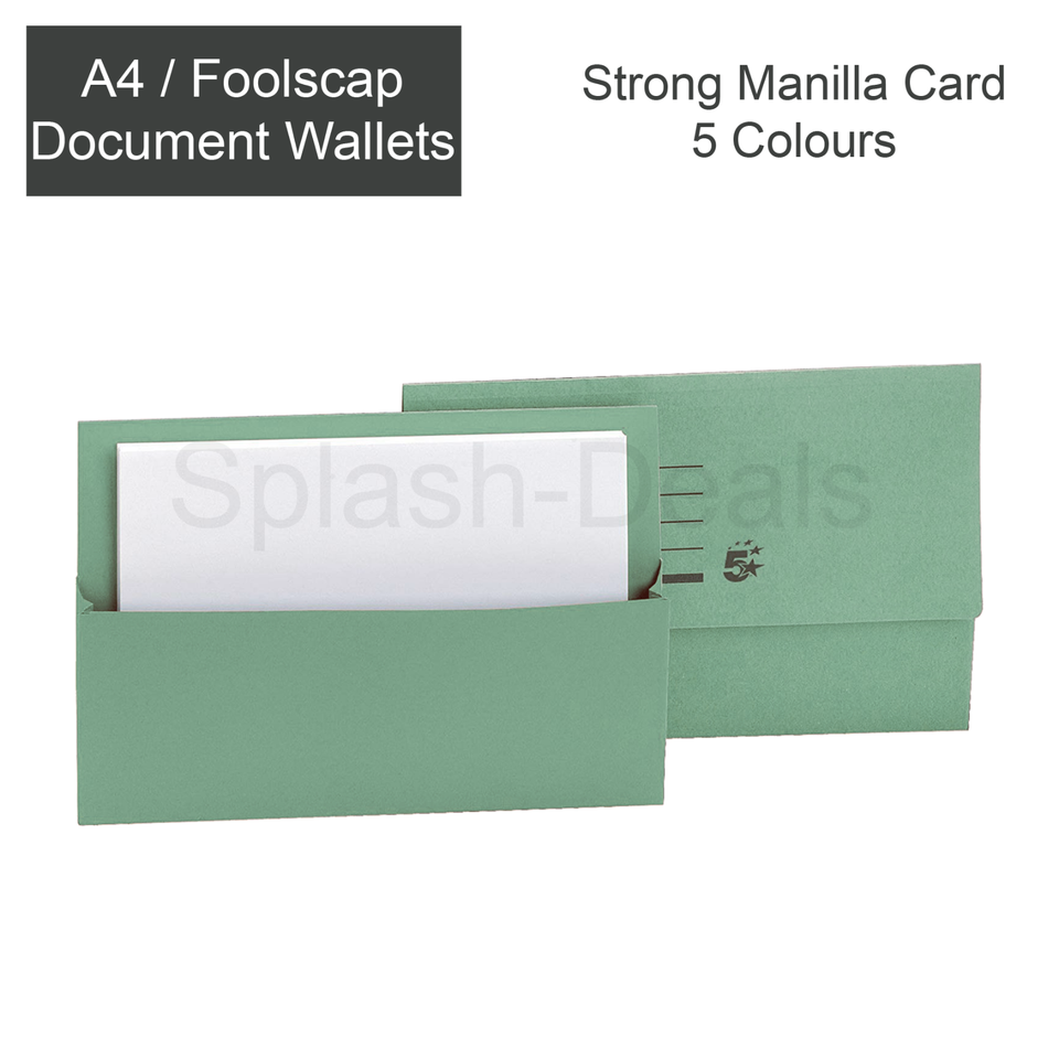 A4 / Foolscap Filing Document Wallet Folders Manilla Card - Half Flap 5 ...