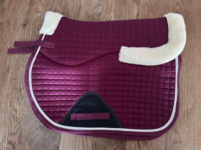 Half Lined Fluffy Saddle Cloth Pad full size numnah Burgundy Machine ...