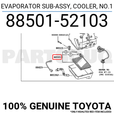 8850152103 Genuine Toyota EVAPORATOR SUB-ASSY, COOLER, NO.1 88501-52103 ...