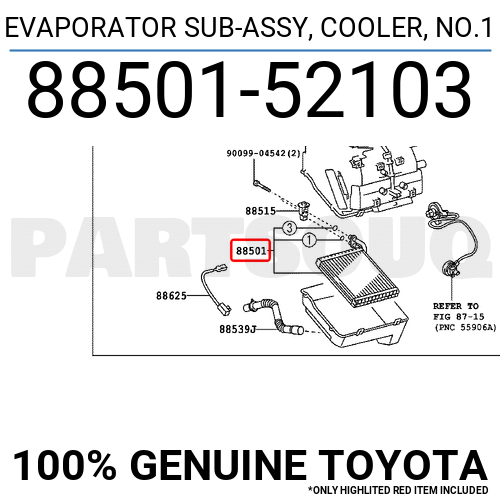 8850152103 Genuine Toyota EVAPORATOR SUB-ASSY, COOLER, NO.1 88501-52103 ...