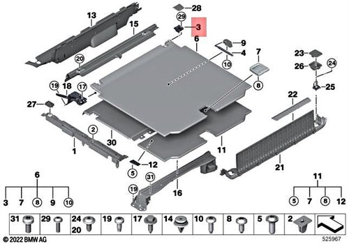 Genuine BMW X5 M X6 F15 F16 F85 F86 Hinge Bracket Floor Carpet ...