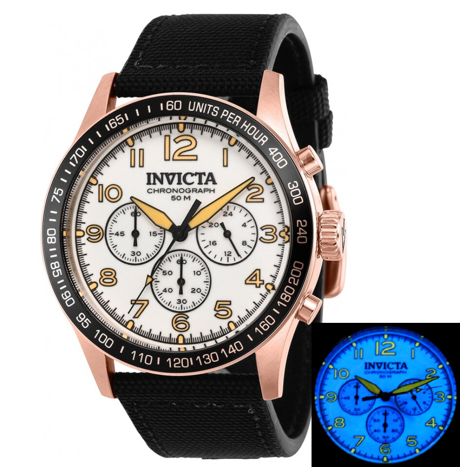 Invicta Night Vision Super Luminous White Dial Men's 44mm Chrono Watch ...