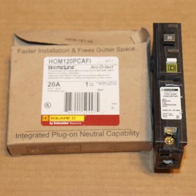 One Square D HOMELINE HOM120PCAFI 1 Pole 20 A Plug On Nuetral Breaker ...
