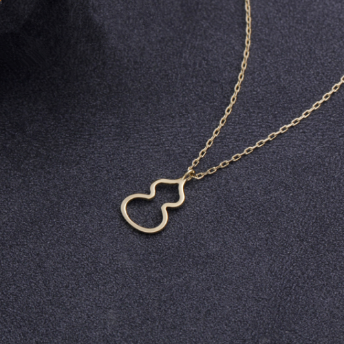 Solid 14K Yellow Calabash Design Pendant Necklace Chain Gold Women ...