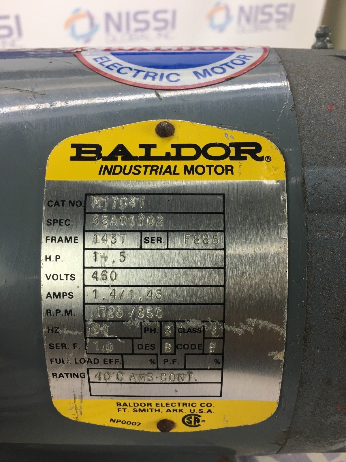 Baldor M1704T Industrial Motor Frame:143T 1725RPM 3PH | eBay