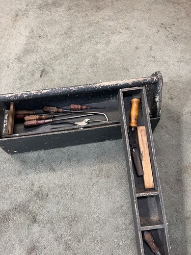Vintage Wooden Carpenters Portable Tool Caddy Box Tools Included! Great ...