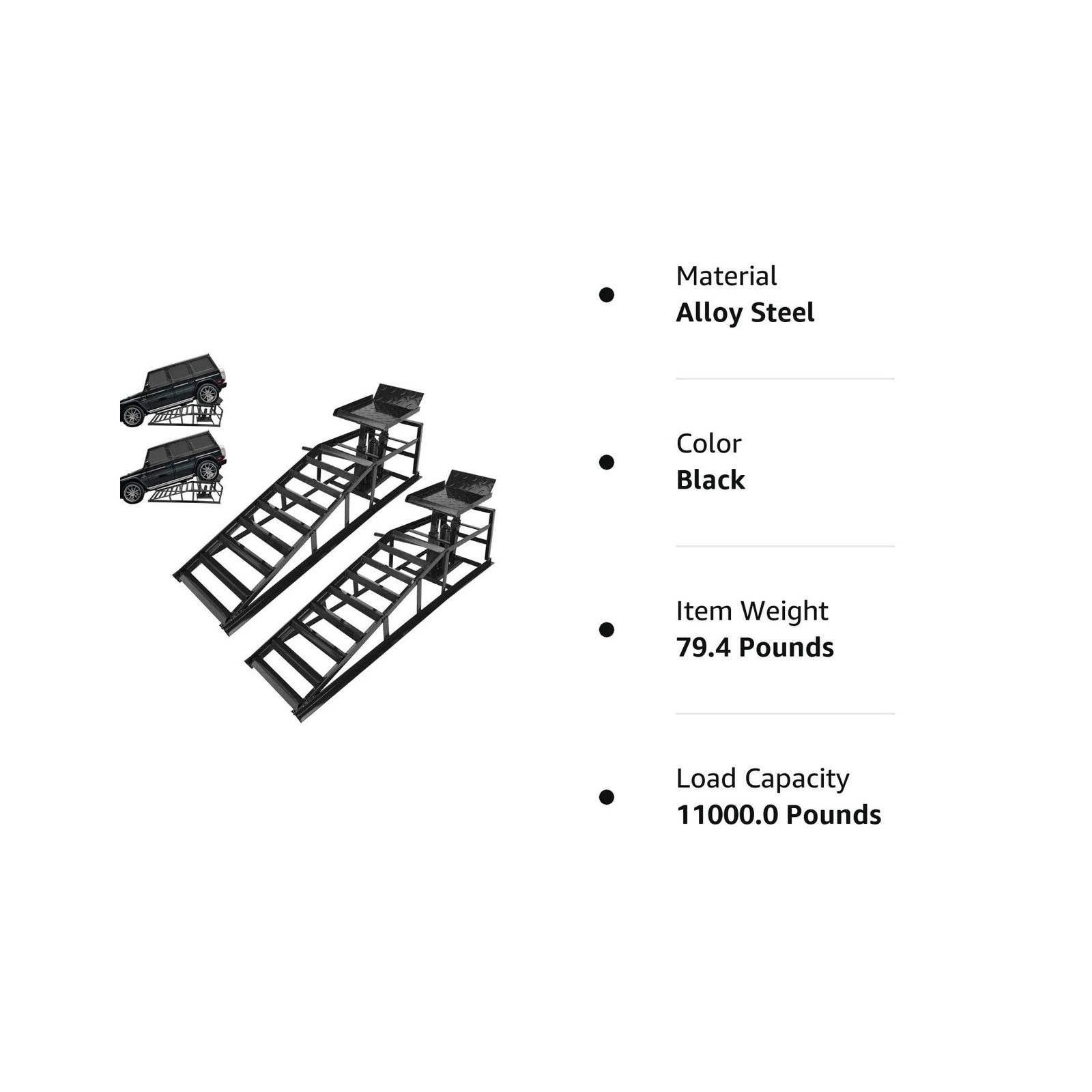 2 Pack Hydraulic Car Ramps 5T 10000lbs Low Profile Car Lift Service ...