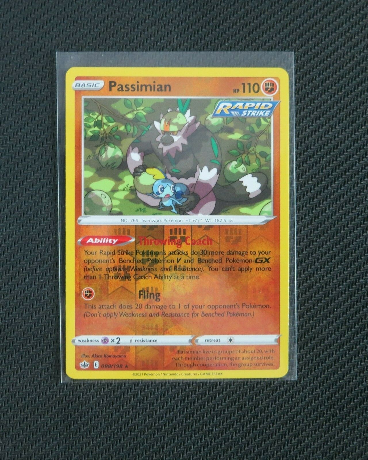 1x Passimian 088/198 REVERSE HOLO RARE Chilling Reign Pokemon TCG Card ...