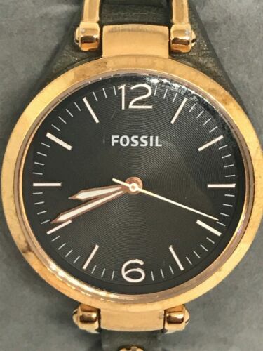 Fossil Es3077 Georgia Men's Grey Leather Analog Dial Quartz Genuine ...
