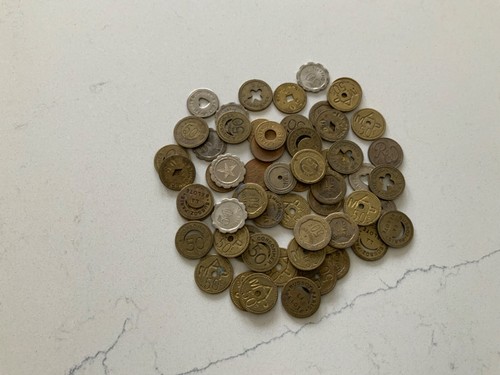 Lot de 60 jetons de machine a sous anciennes BUSSOZ LA BELOTE SPANAGEL ...