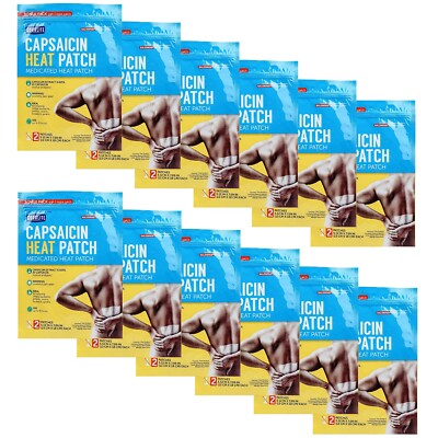 12 Packs Coralite Capsaicin Medicated Heat Patch (2 Patch/Pack Total 24 ...
