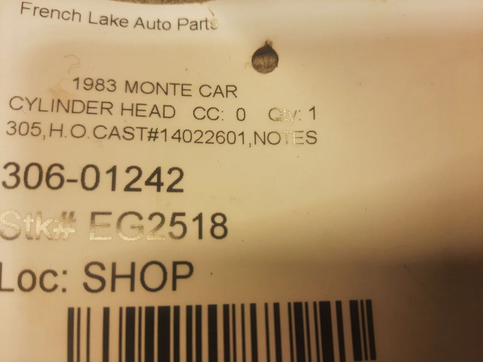 Cylinder Head 5.0L H.O. 14022601 Fits 83 MONTE CARLO 1280750 | eBay