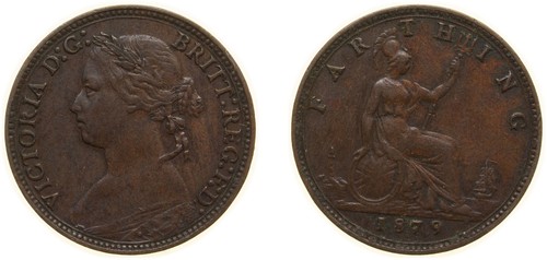 Great Britain 1879 1 Farthing Bronze XF | eBay