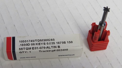 MITGI E01-076 CARBIDE KEYSEAT CUTTER .1850 DIAMETER, 6 KEYS, ALTiN ...