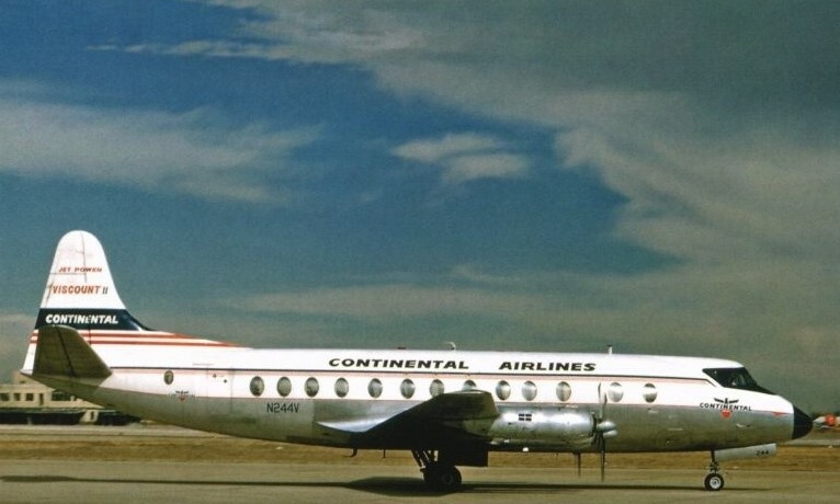 Continental Airlines Vickers Viscount N244V @ DAL 1962 - postcard | eBay