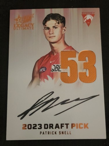 2024 AFL Select Legacy Copper Draft Signature Sydney Patrick Snell 057/ ...