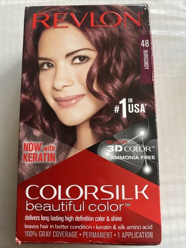 Revlon #48 Burgundy 3D Color Permanent Colorsilk 100% Gray Coverage | eBay