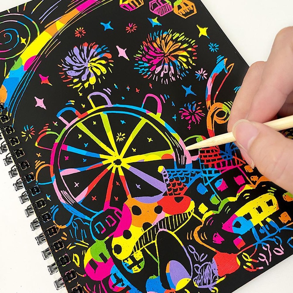 Rainbow Scratch Paper Scratch Art for Kids DIY Craft Drawing Crafts Kit ...