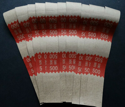 10 - Red $500 Cash Money Self-Sealing Straps Tan Saw Tooth Currency ...