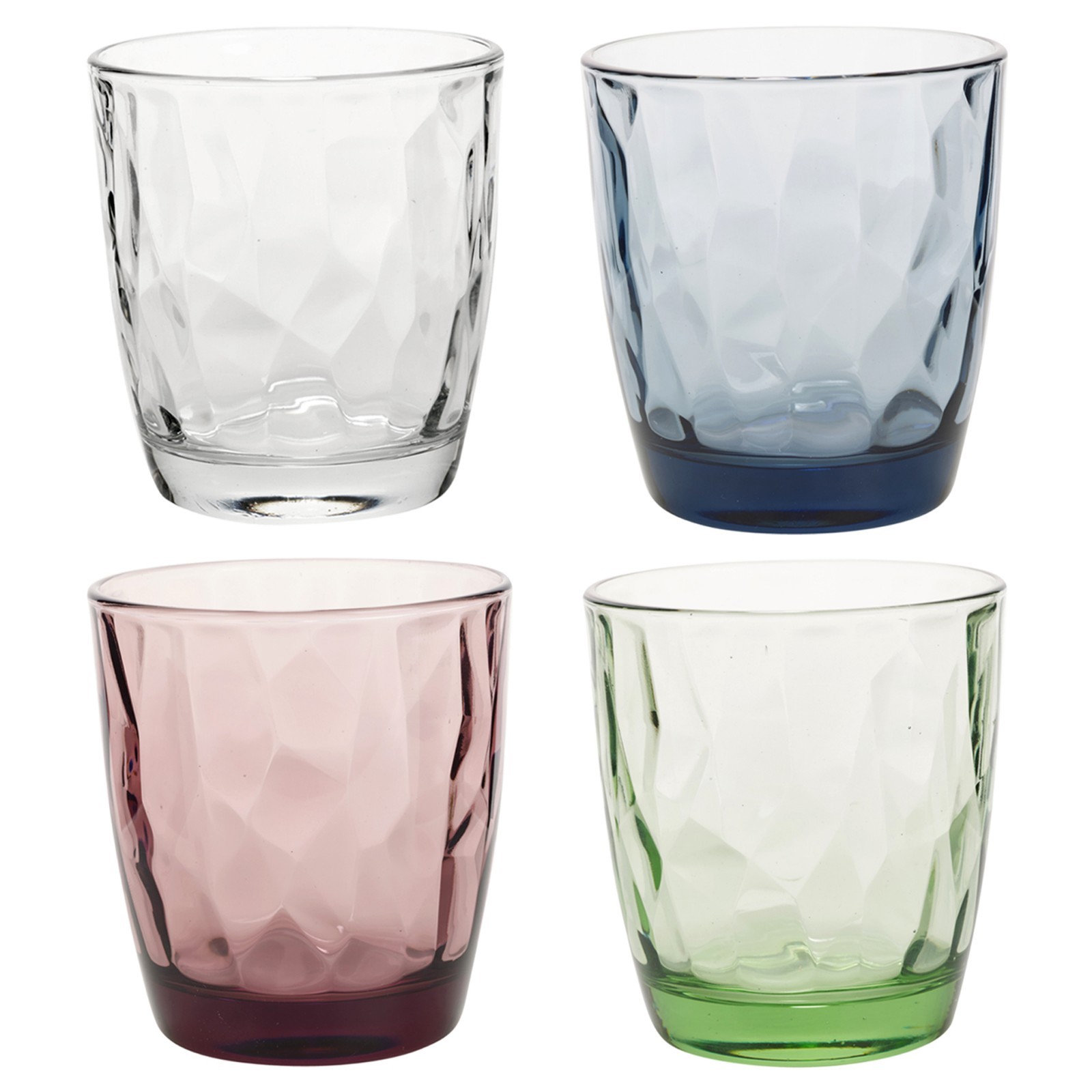Set Of 6 Bormioli Rocco Diamond Glass Tumbler Coloured Glasses Drinking ...