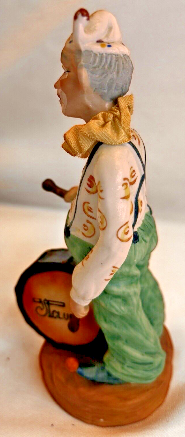 Pair of Clown Figurines playing instruments (violin and bass drum) | eBay