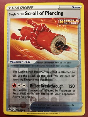 POKEMON SINGLE STRIKE SCROLL OF PIERCING 154/198 CHILLING REIGN UC ...
