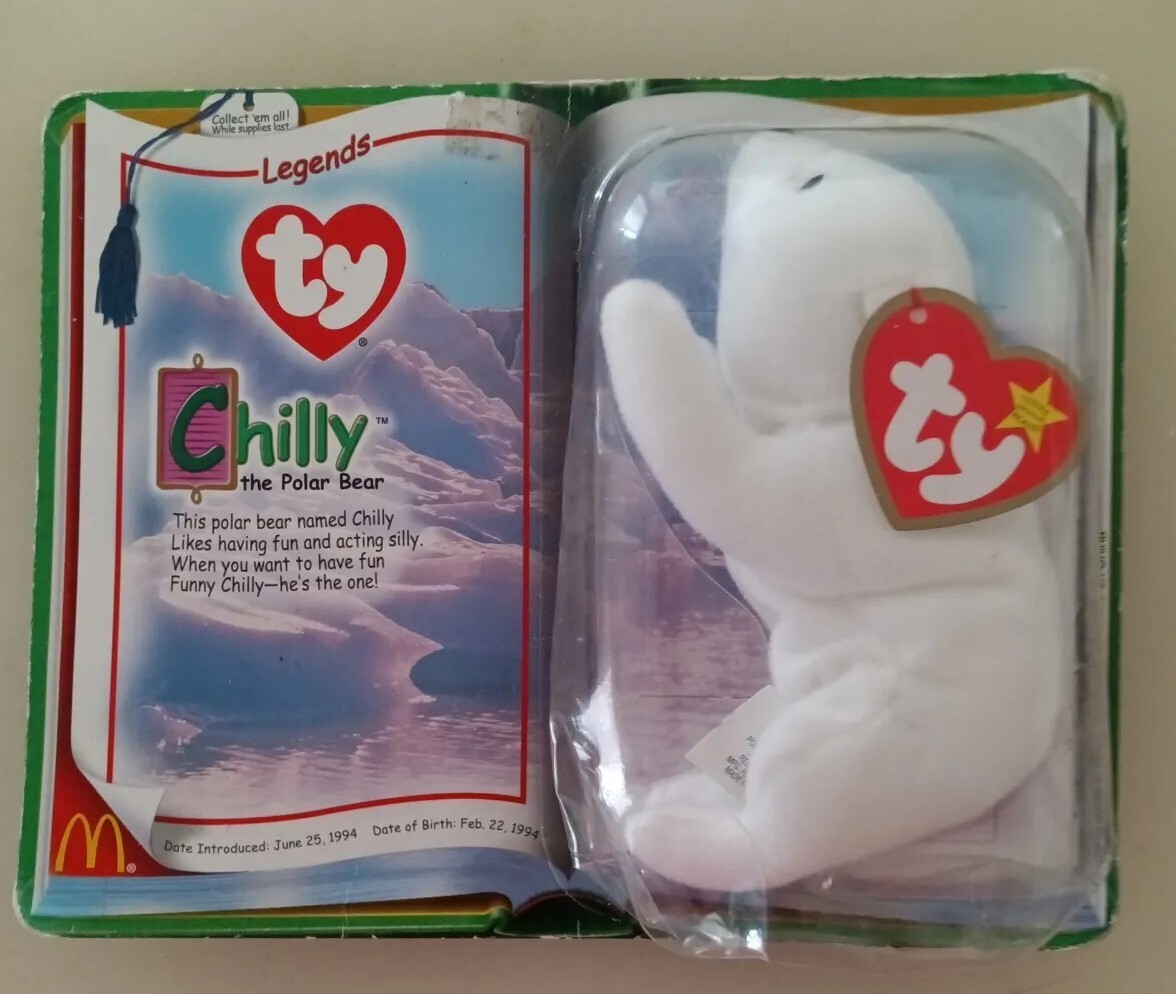Mcdonald's TY Legends Teenie Beanie Baby Chilly The Polar Bear. Sealed ...