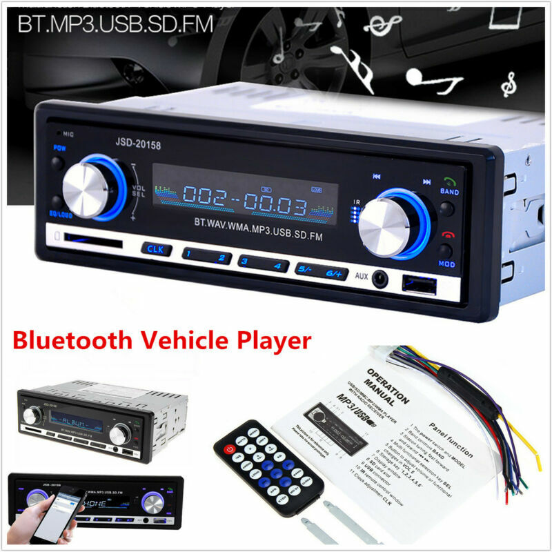 1Din Car In-dash Stereo Player Bluetooth SD USB MP3 FM Radio Receiver ...