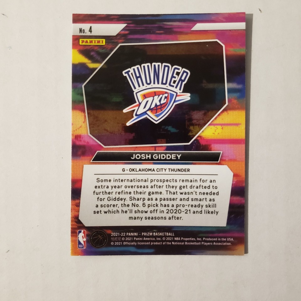 2021-22 Panini Prizm Josh Giddy Instant Impact Rookie Insert #4 OKC ...