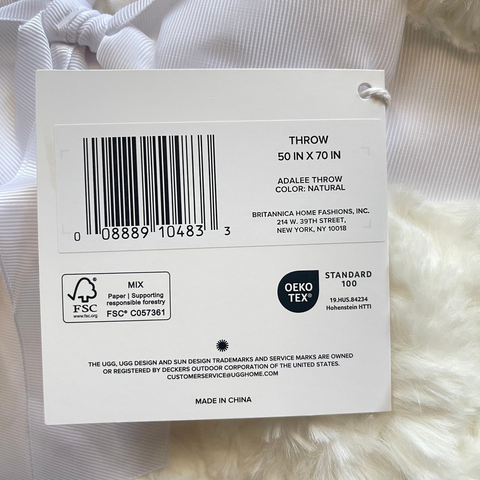 UGG Adalee Faux Fur Throw Blanket Natural White 50" x 70" NWT | eBay