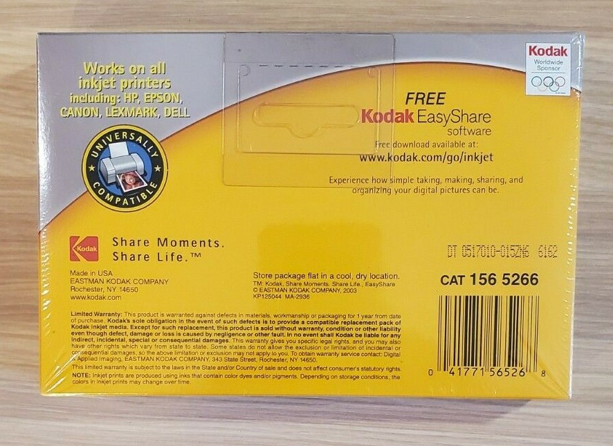 Kodak Photo Paper Premium HIgh Gloss 4X6 Ink Jet Picture 100 Sheets ...