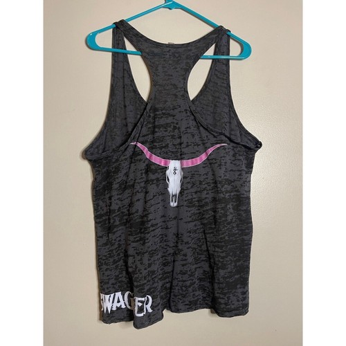 Outlaw Swager XXL Tank Gray Burnout Sheer Racerback Bull Longhorn ...